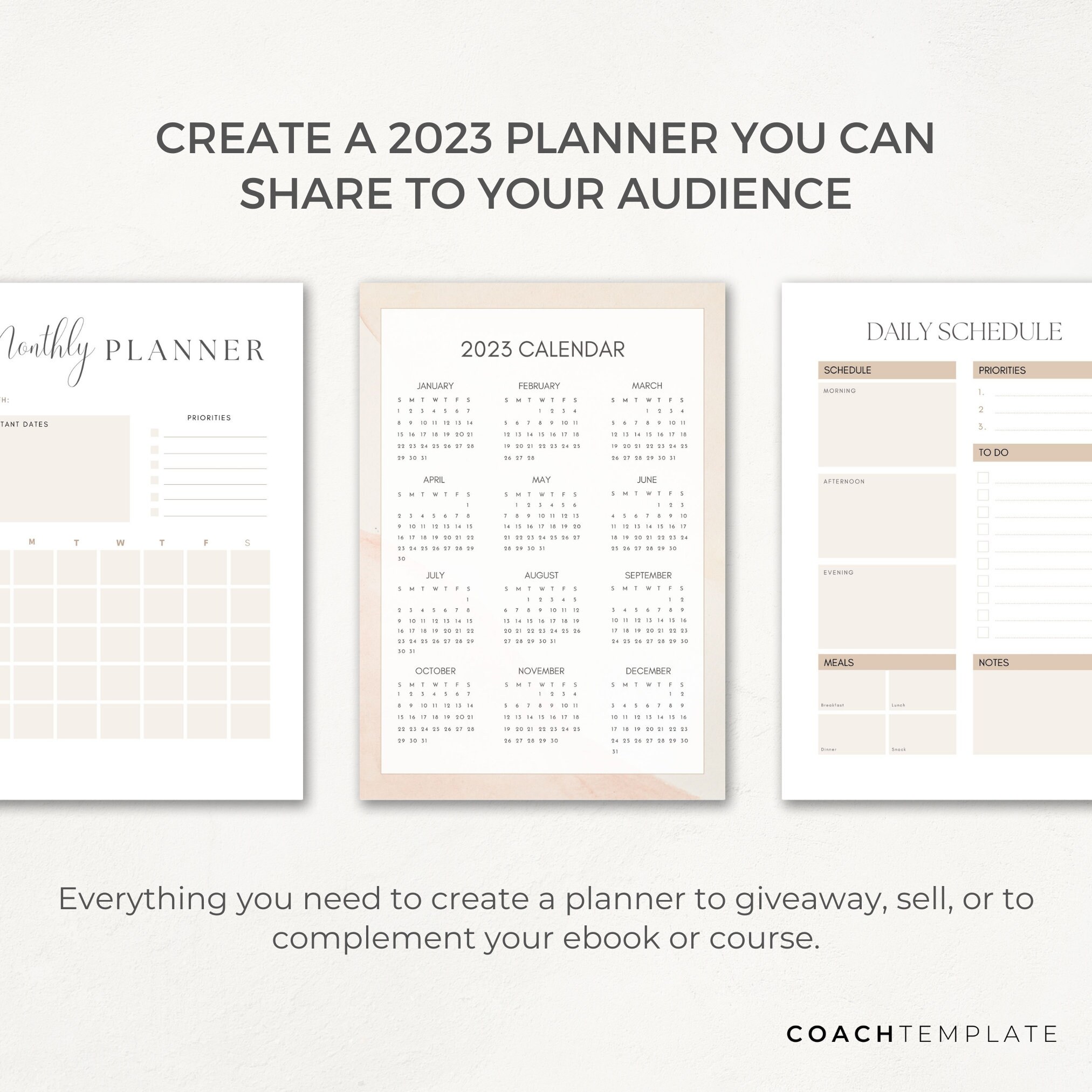 Editable 2023 Calendar Planner Canva Template | Undated Monthly Weekly ...
