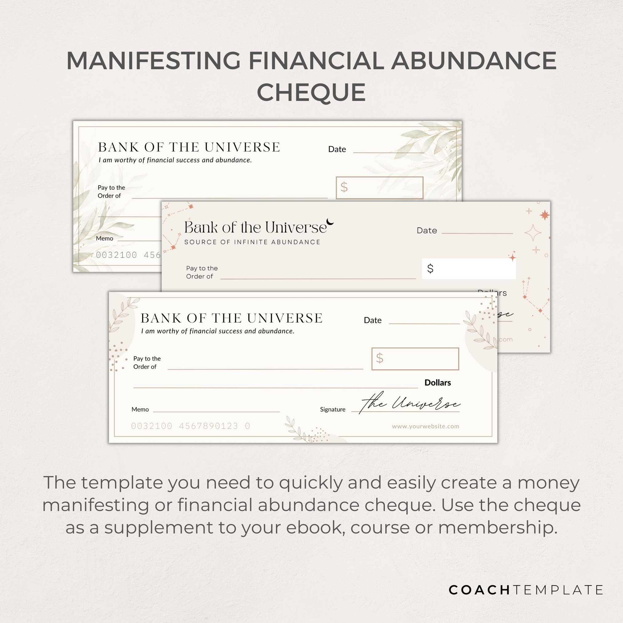 Editable Money Manifesting Cheque, Financial Abundance Manifestation ...
