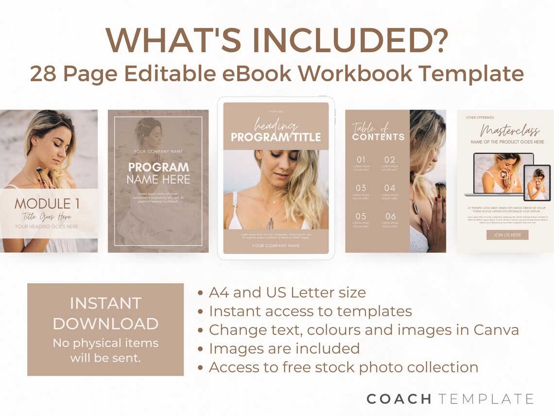 Beige Canva Template for Course Creator Metaphysical Life | Etsy