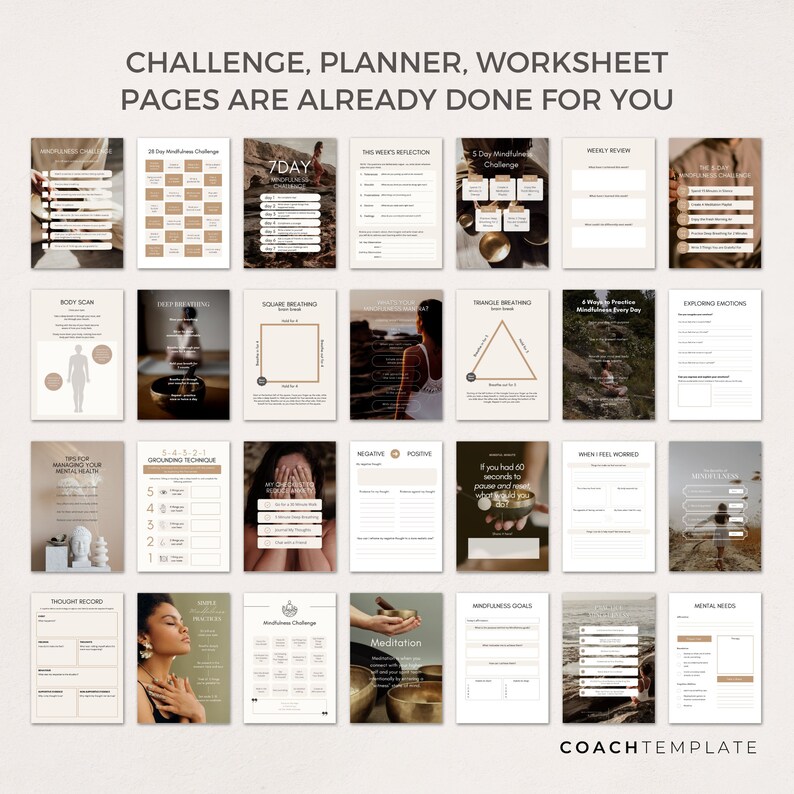 Editable Mindfulness Challenge Planner Journal Canva Template - Etsy ...