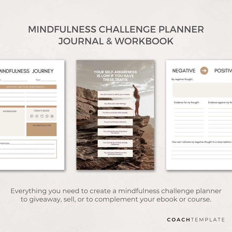 Editable Mindfulness Challenge Planner Journal Canva Template - Etsy ...