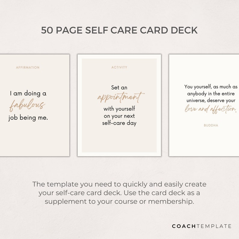 Editable Self Care Card Deck Canva Template Affirmations - Etsy Australia