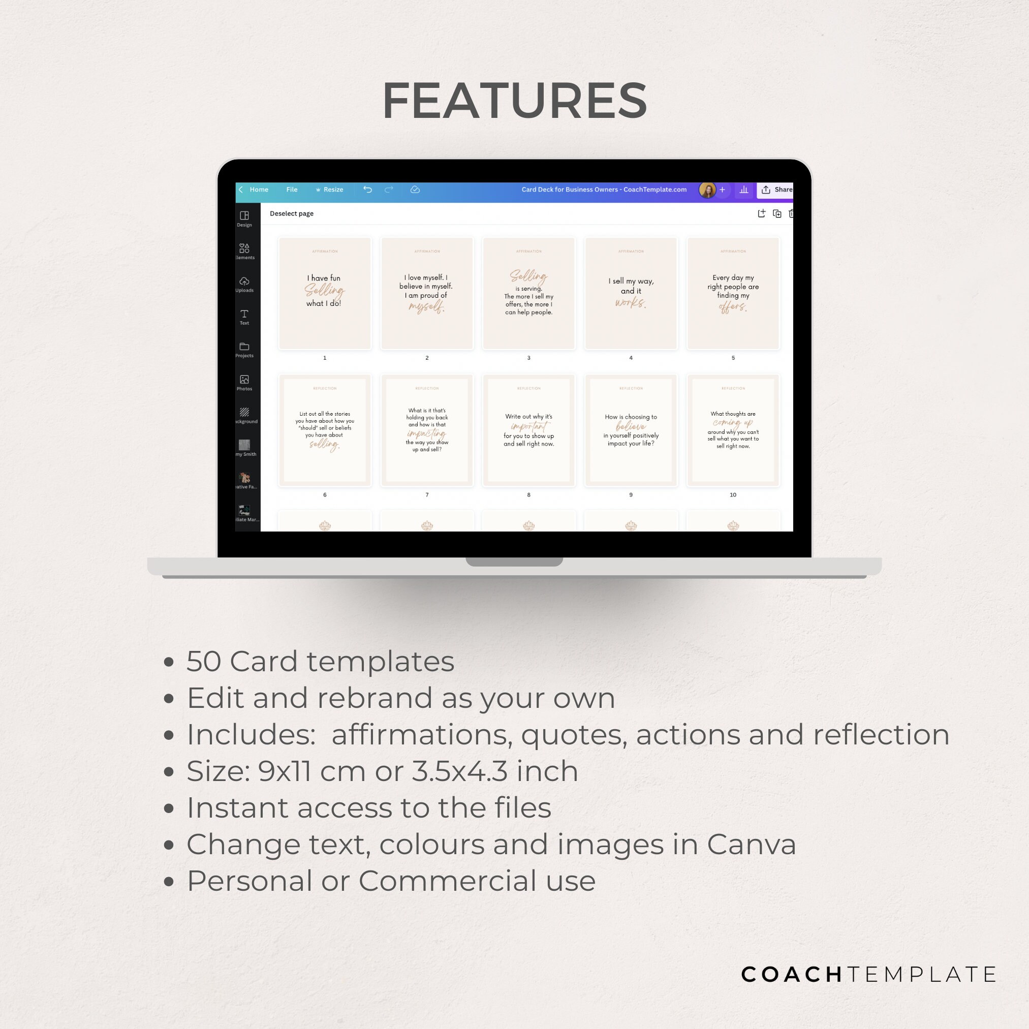 Business Success Card Deck Canva Template Coaching Template - Etsy