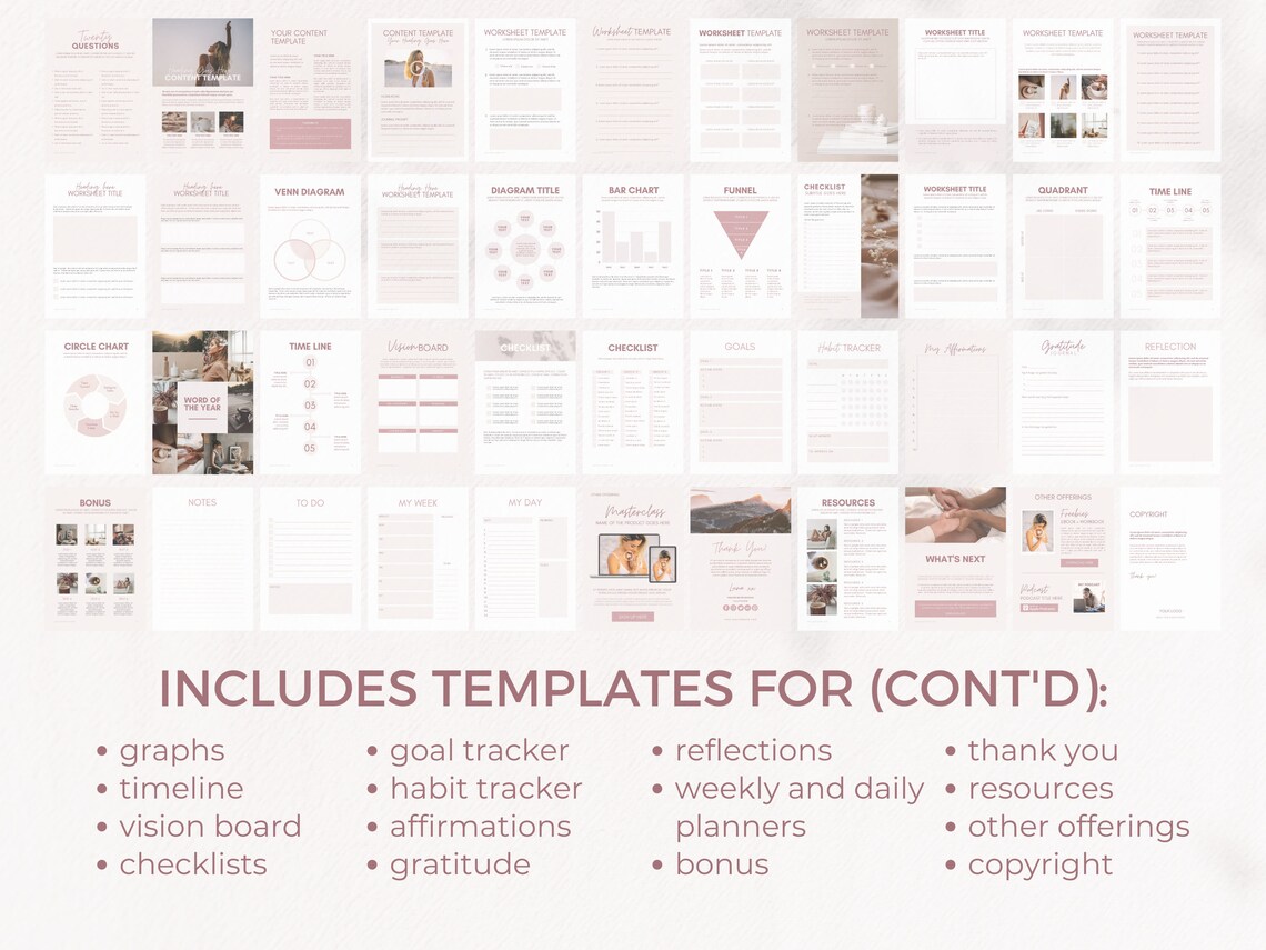Pink Ebook Template Canva for Content Creator Life Coach - Etsy Australia