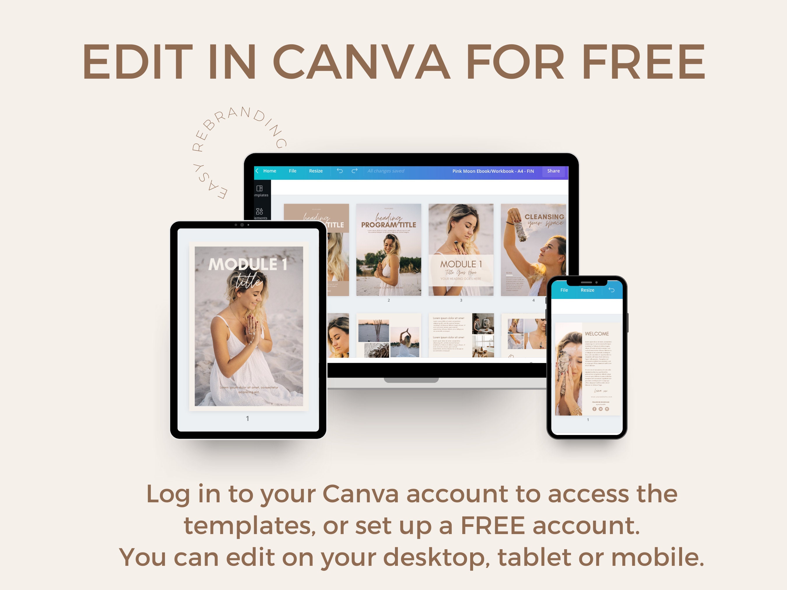 Beige Canva Template for Course Creator Metaphysical Life Coach ...