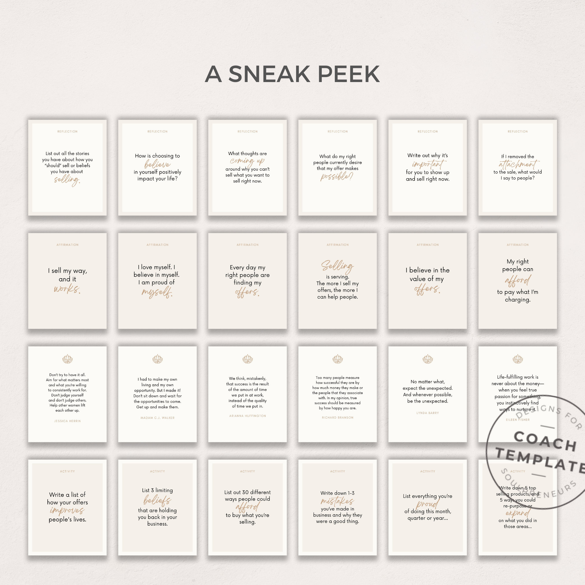 Business Success Card Deck Canva Template Coaching Template - Etsy