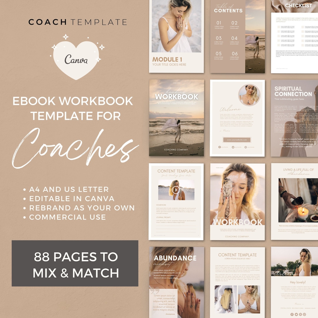 Editable Ebook Workbook Coaching Template | Canva Template | for Life ...