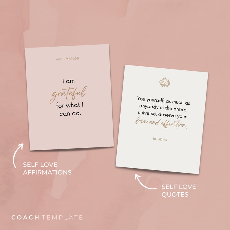 Pink Self Love Self Care Card Deck Canva Template | Commercial Use ...