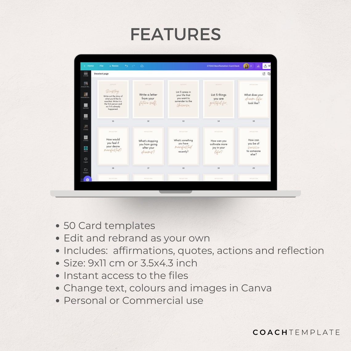 Gratitude Card Deck Canva Template Gratefulness Affirmation - Etsy ...