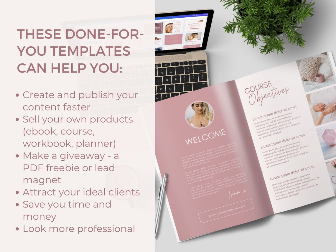 Pink Ebook Template Canva for Content Creator Life Coach - Etsy Australia