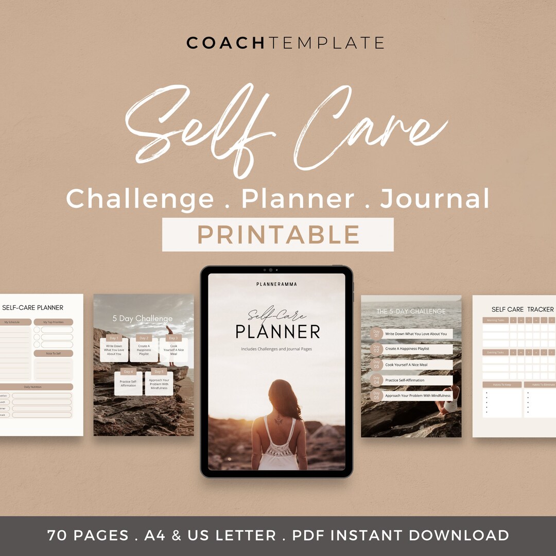 PRINTABLE Self Care Planner Journal Challenge, Self Love Gratitude ...
