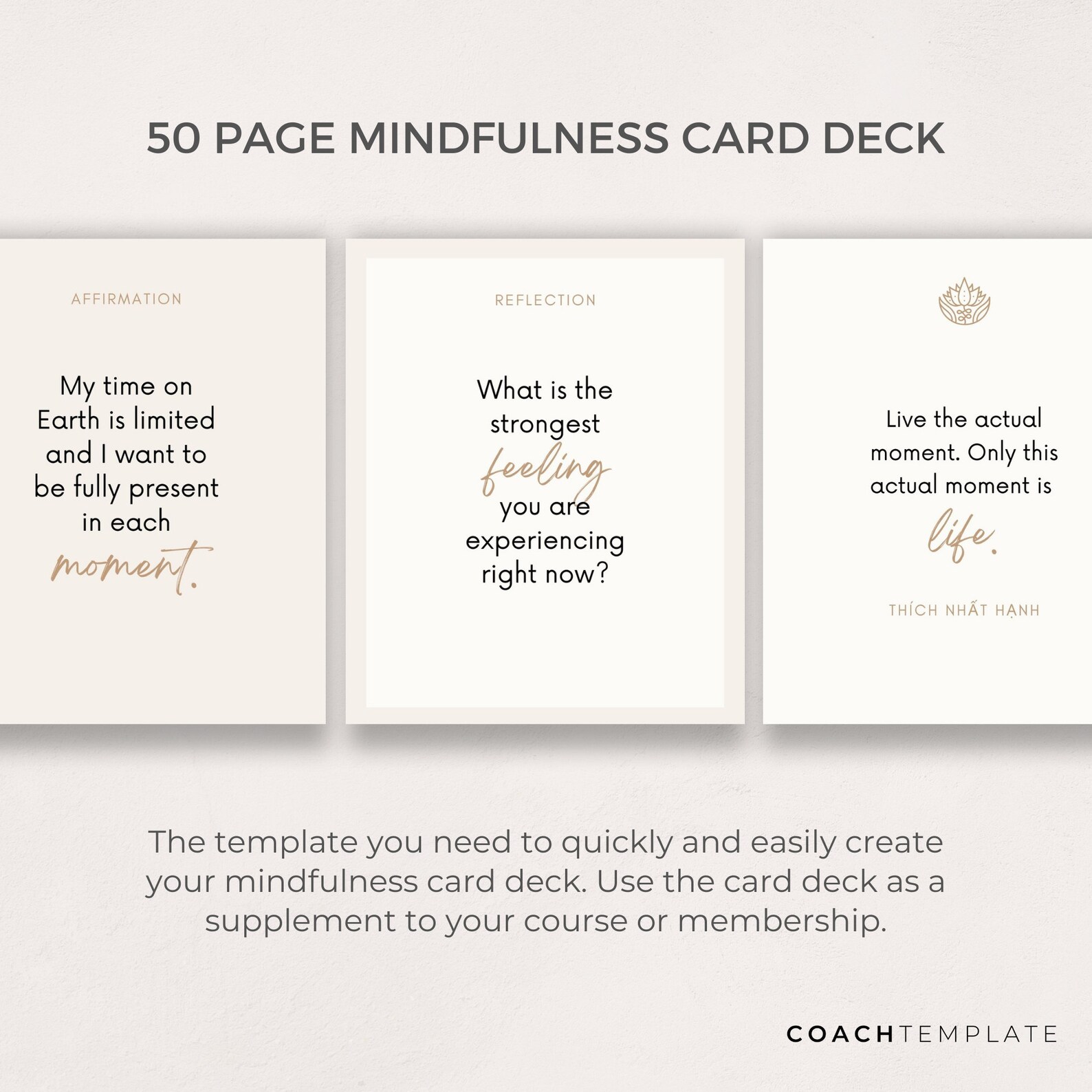 Mindfulness Card Deck Canva Template | Affirmation Quote Activity ...