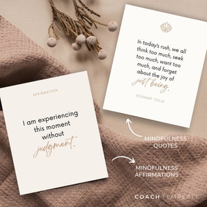 Mindfulness Card Deck Canva Template | Affirmation Quote Activity ...