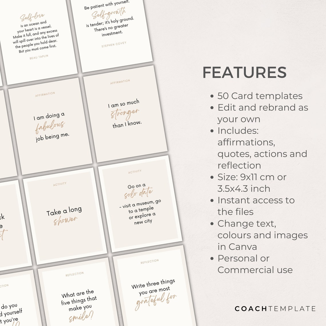 Editable Self Care Card Deck Canva Template Affirmations - Etsy Australia