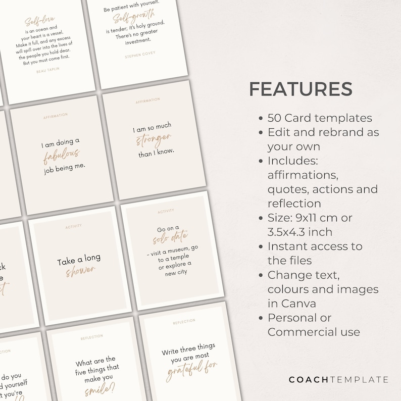 Editable Self Care Card Deck Canva Template Affirmations - Etsy Australia