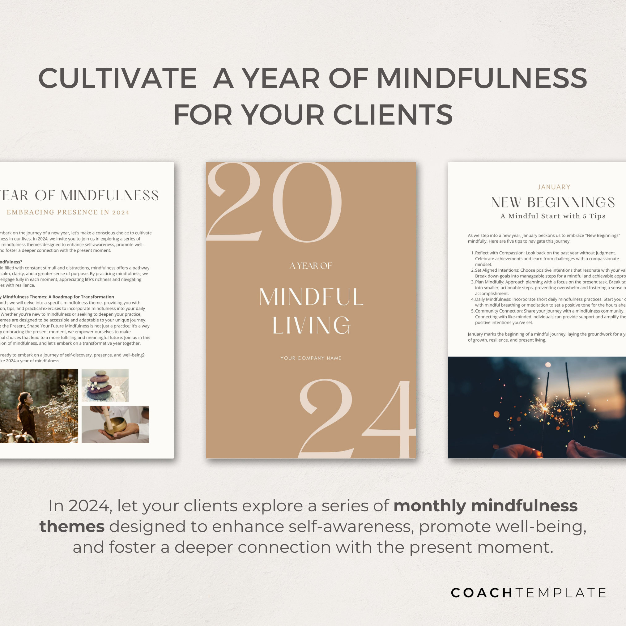 2024 Calendar With Monthly Mindfulness Themes and Prompts Canva ...