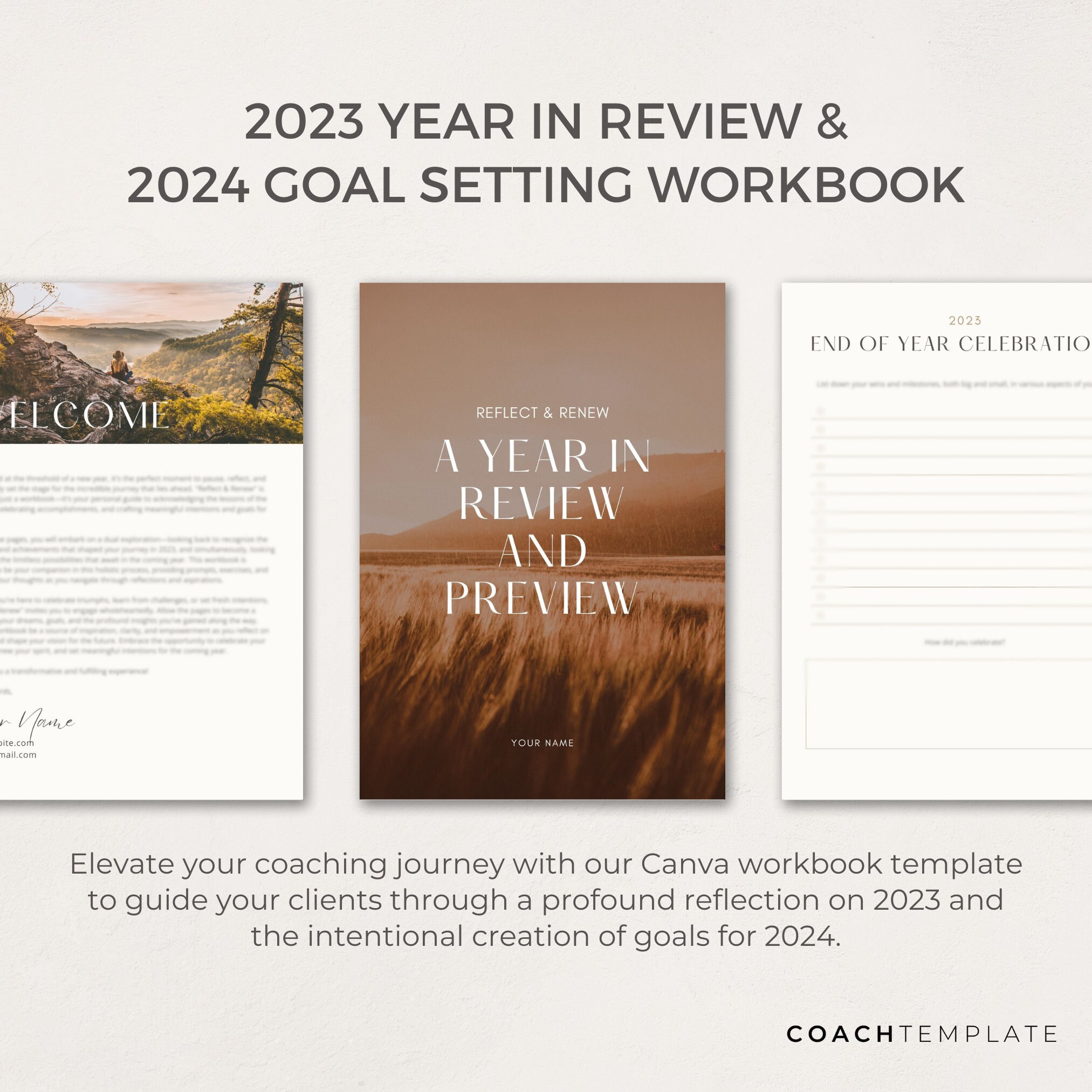 2023 Year in Review 2024 Goal Setting Workbook Template Canva Template ...
