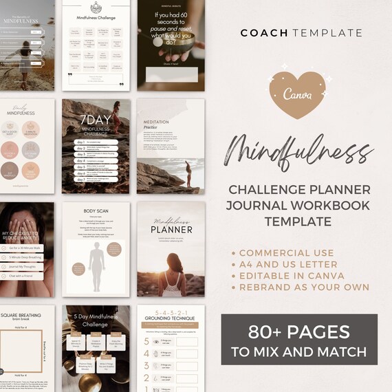 Editable Mindfulness Challenge Planner Journal Canva Template - Etsy ...