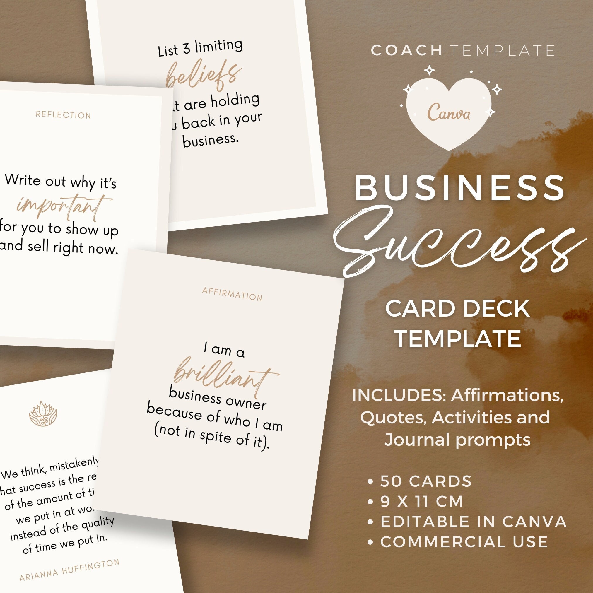 Business Success Card Deck Canva Template Coaching Template - Etsy