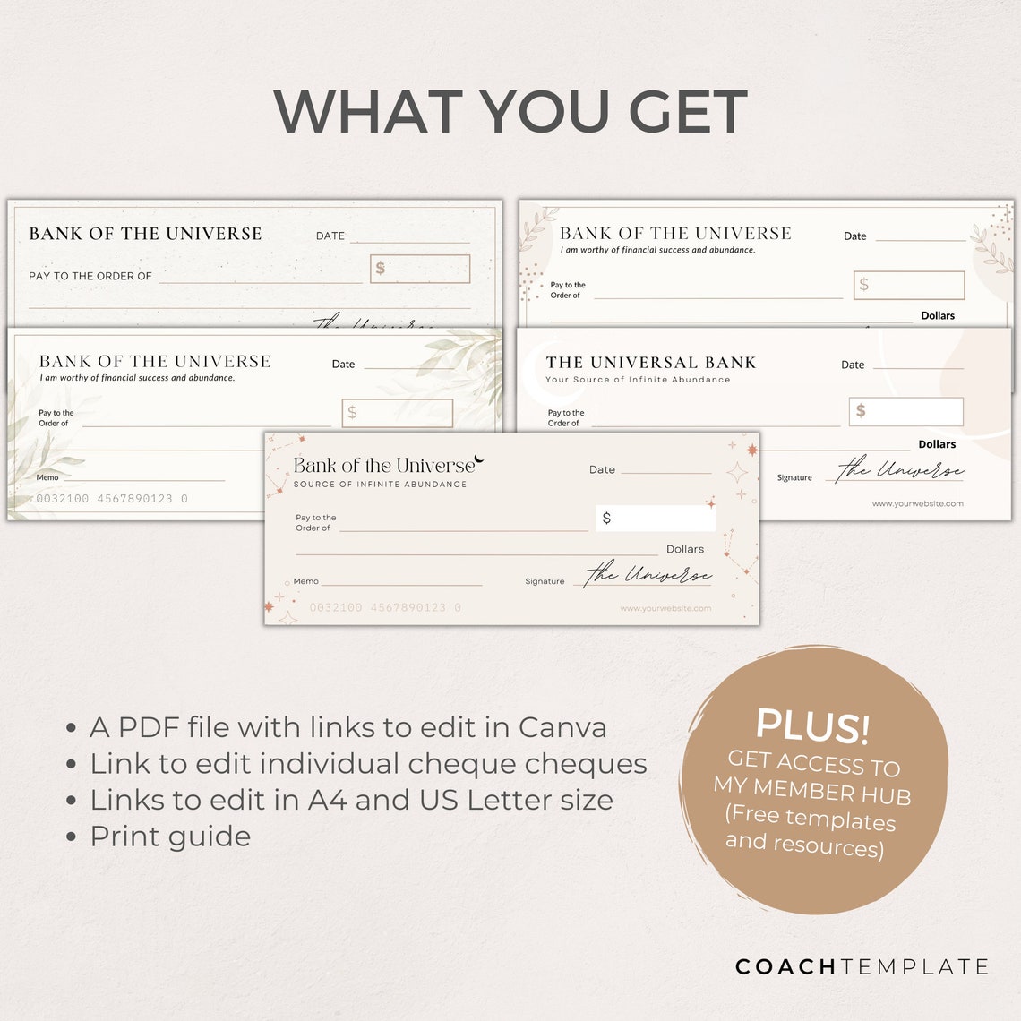 Editable Money Manifesting Cheque Financial Abundance - Etsy