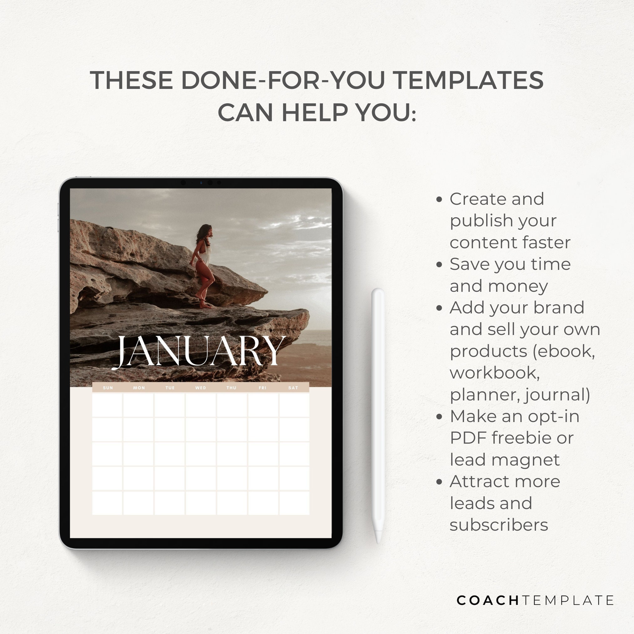 Editable 2023 Calendar Planner Canva Template | Undated Monthly Weekly ...