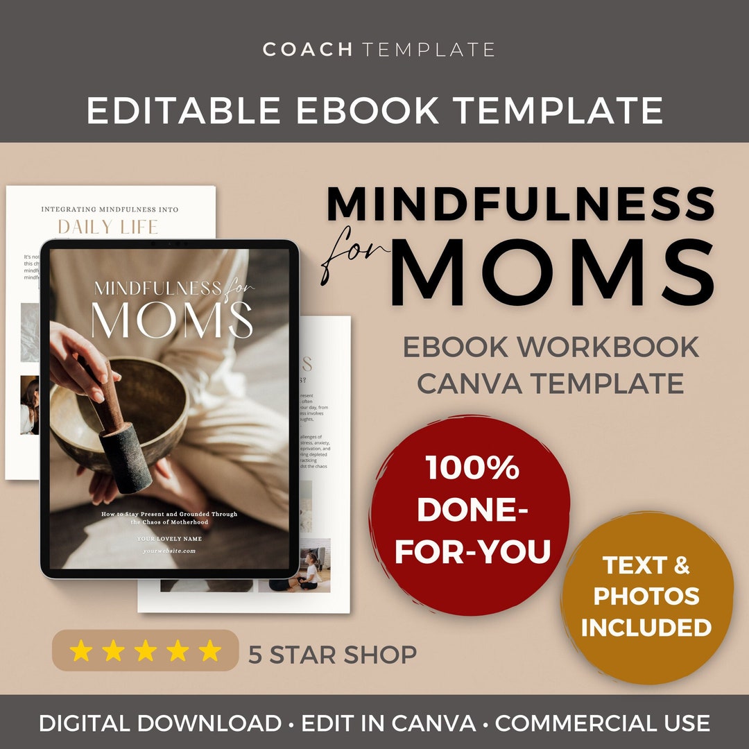 Editable Ebook Canva Template, Mindfulness for Moms Coaching Template ...