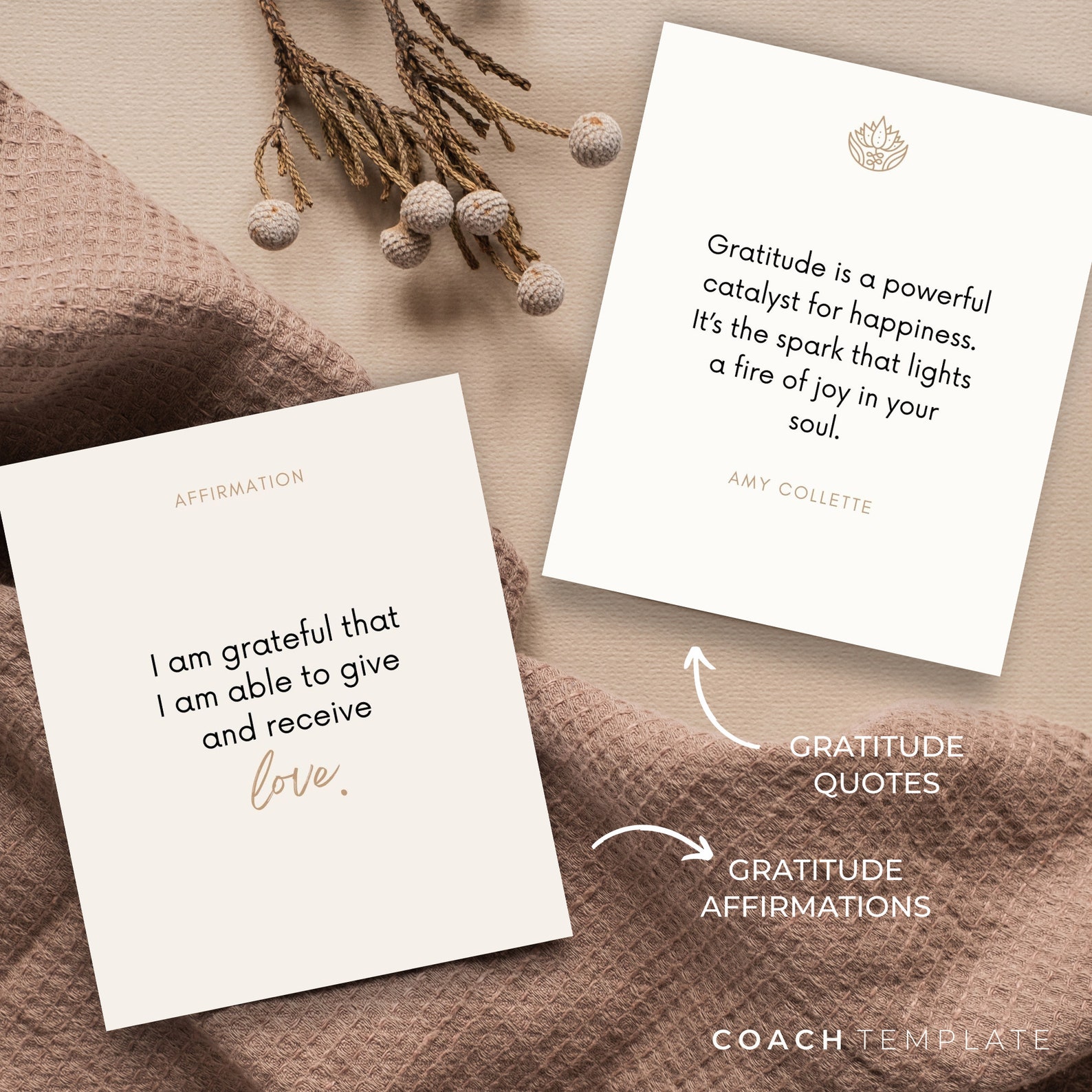 Gratitude Card Deck Canva Template | Gratefulness Affirmation Quote ...