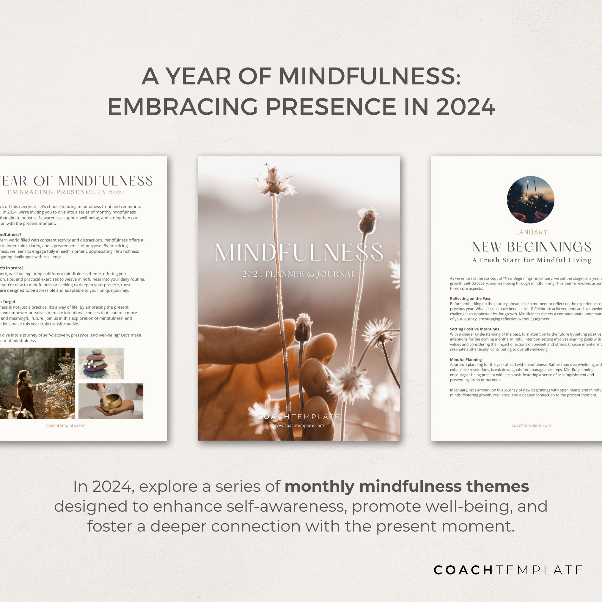 PRINTABLE Mindfulness 2024 Calendar and Planner With Monthly ...
