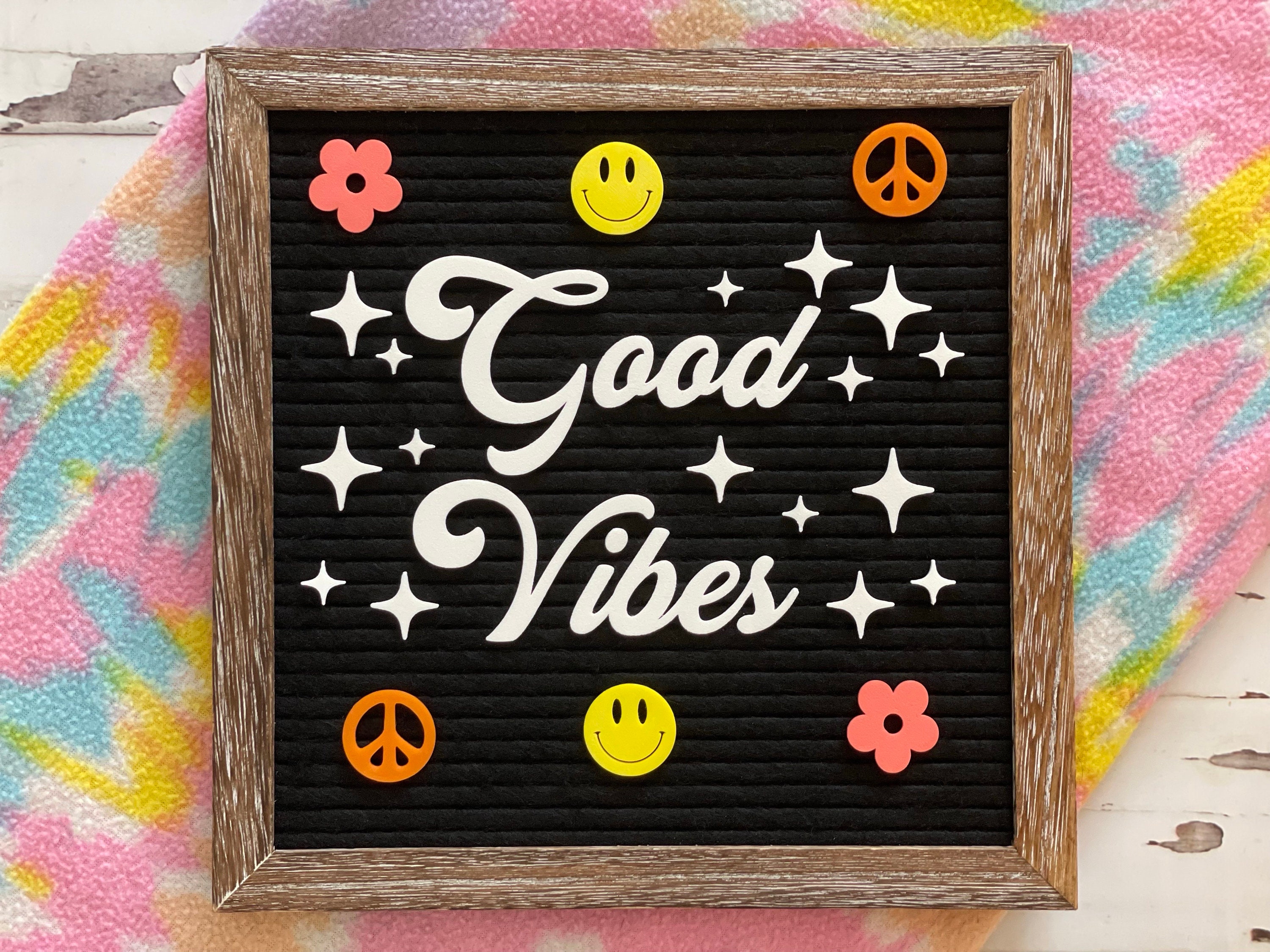 Good Vibes| Retro Letter Board Icons| Cursive Words| Letter Board ...