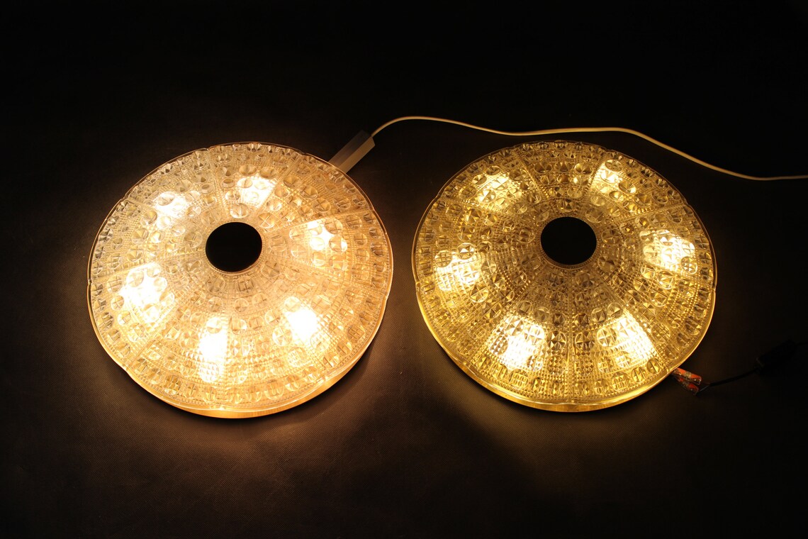 1970s Carl Fagerlund Pair of Brass and Glass Ceiling Lamps, Sweden - Etsy