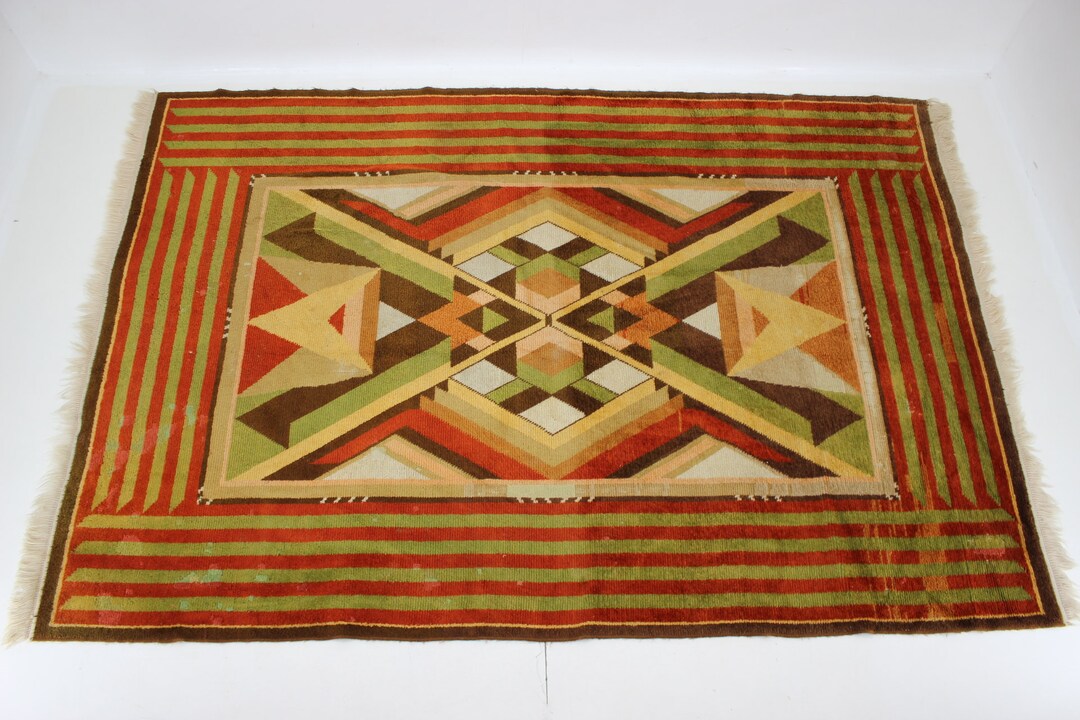 1930s Rare Art Deco Wool Carpet/rug ,czechoslovakia / Mid-century ...