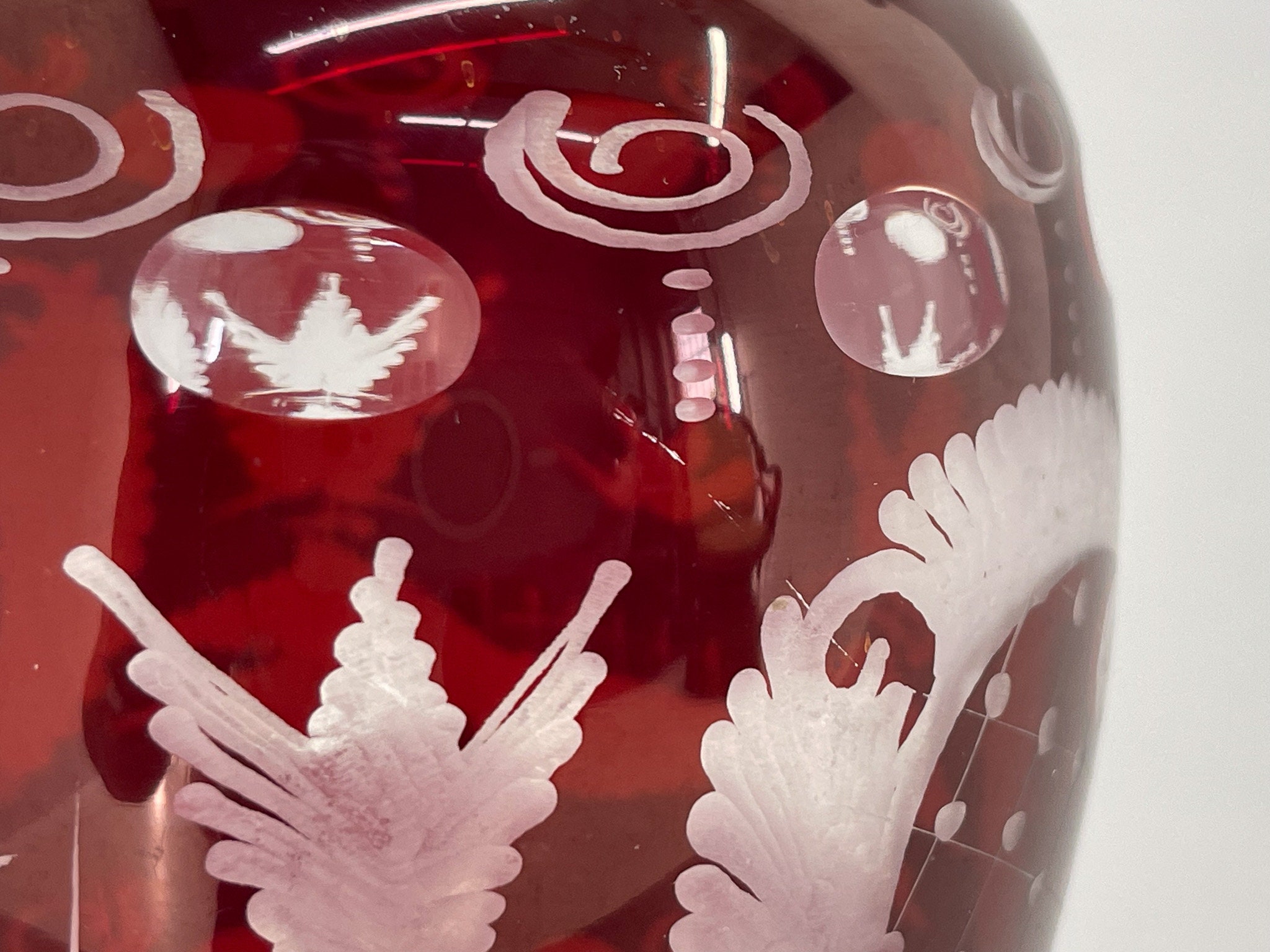 Egermann Ruby Red Hand Cut Glass Vase Czechoslovakia Etsy