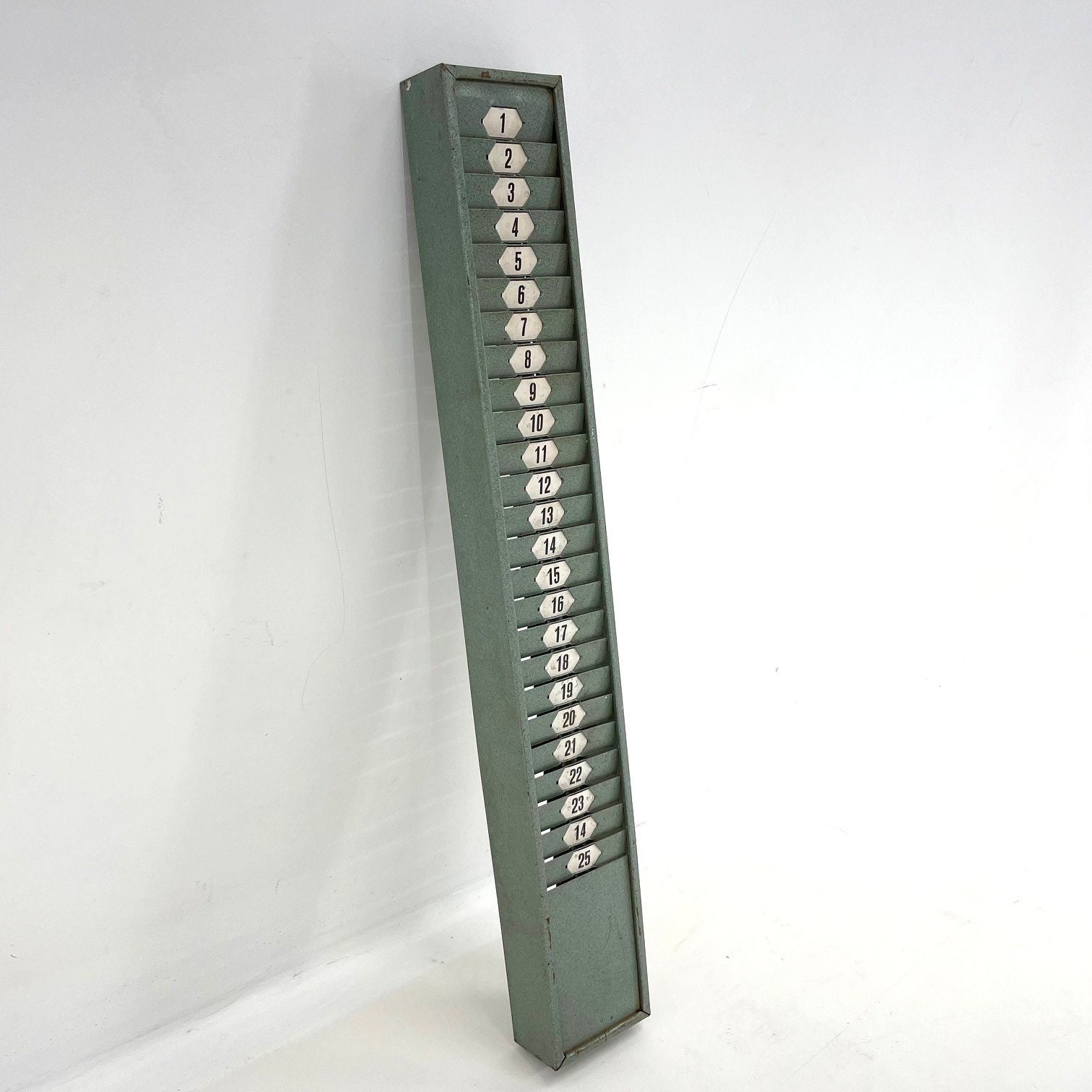 1950's Industrial Time Card Rack, Czechoslovakia / Vintage Metal Card ...