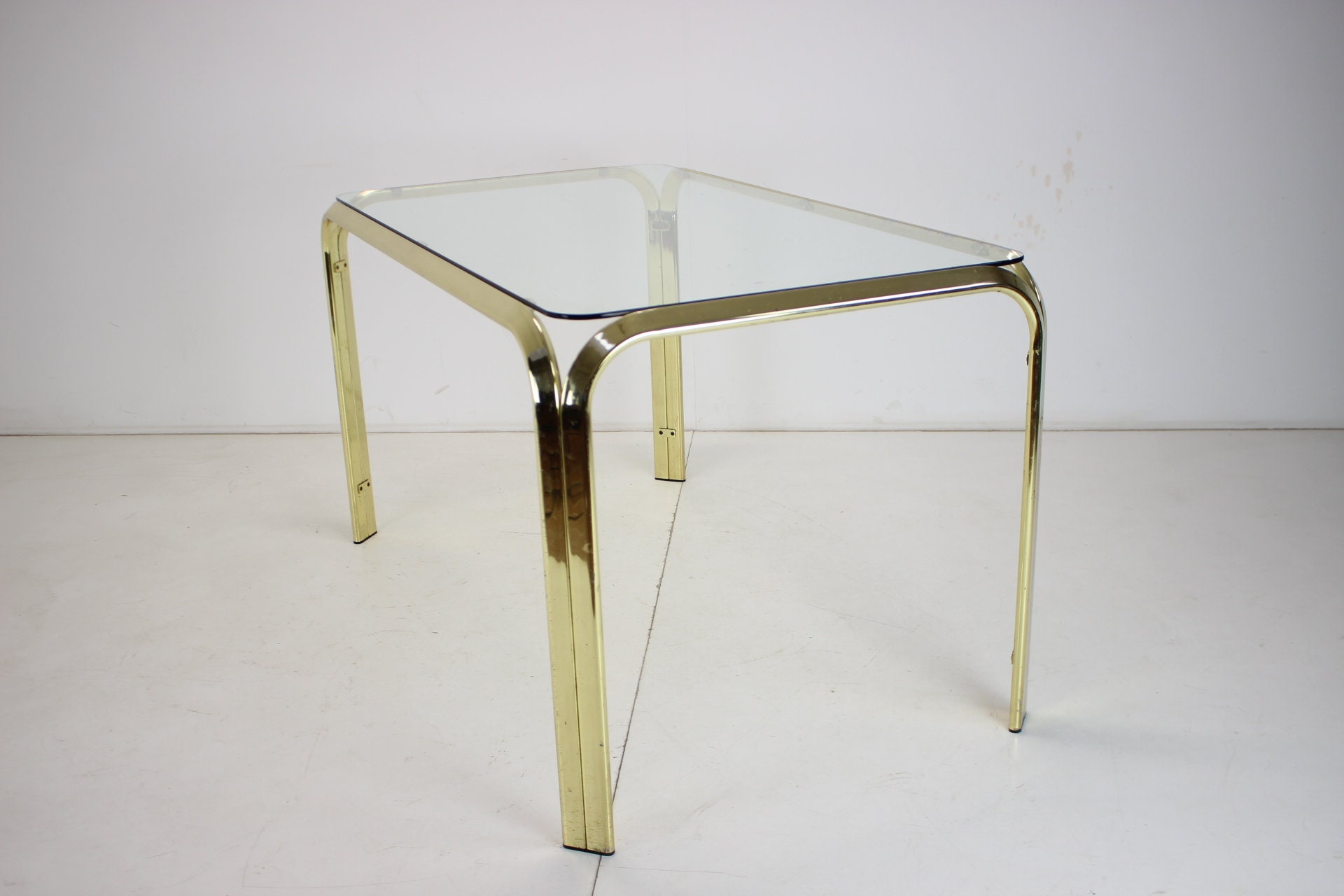 Midcentury Brass and Glass Dining Table, Germany 1970s / Vintage Table ...