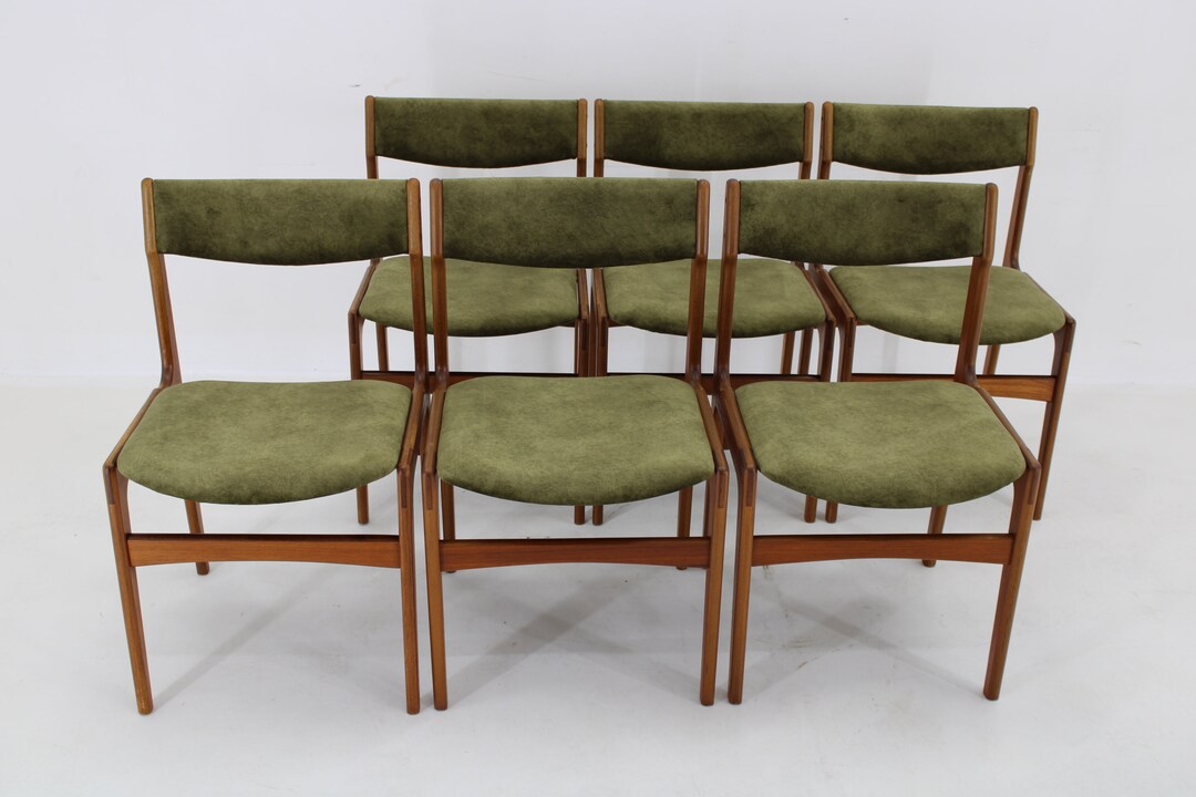 1960s Set of Six Danish Teak Dining Chairs , Restored / Vintage Dining ...