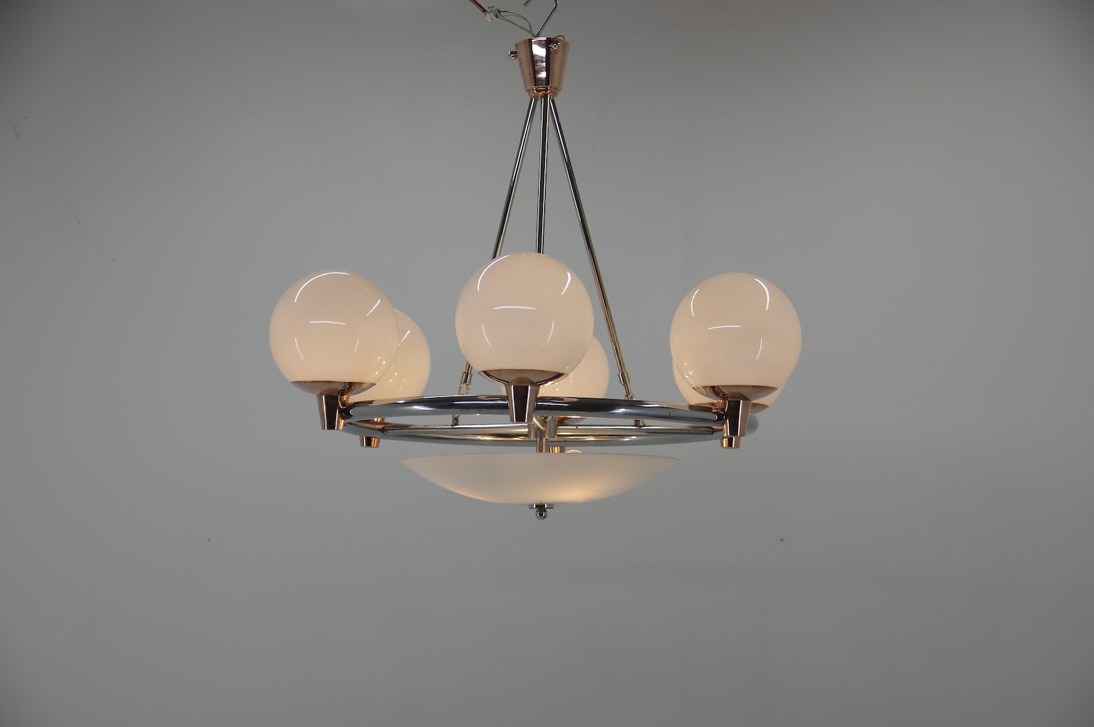 Representative Large Art Deco Chandelier, 1930's / Chrome & Copper ...