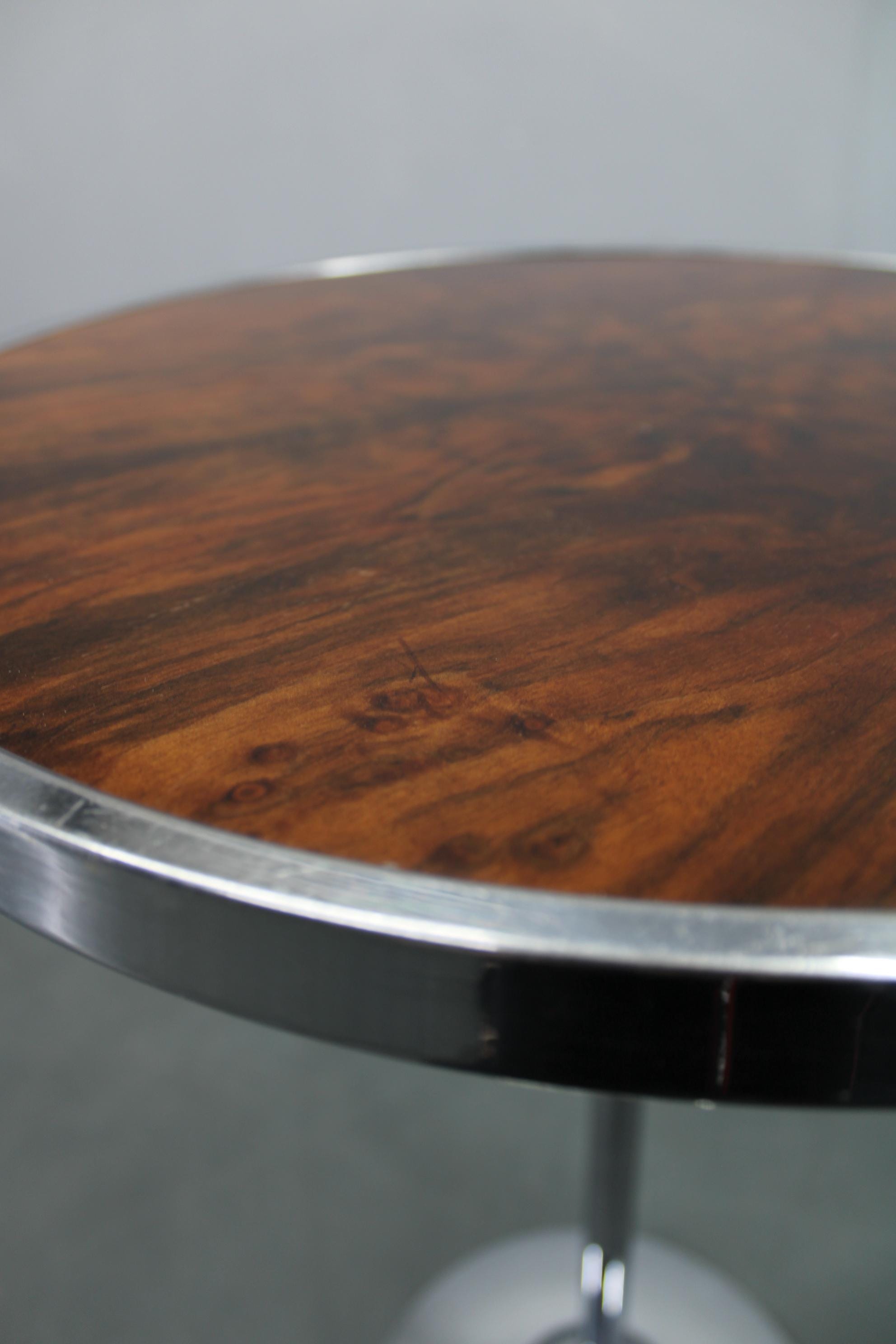 1950s Czechoslovakian Walnut & Chrome Round Side Table, Mid Century ...