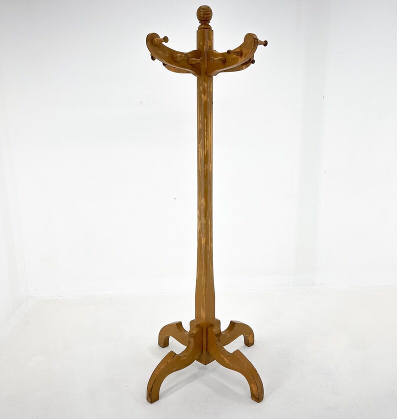 Big Vintage All-wood Coat Stand, Czechoslovakia, 1950's / Standing Coat ...