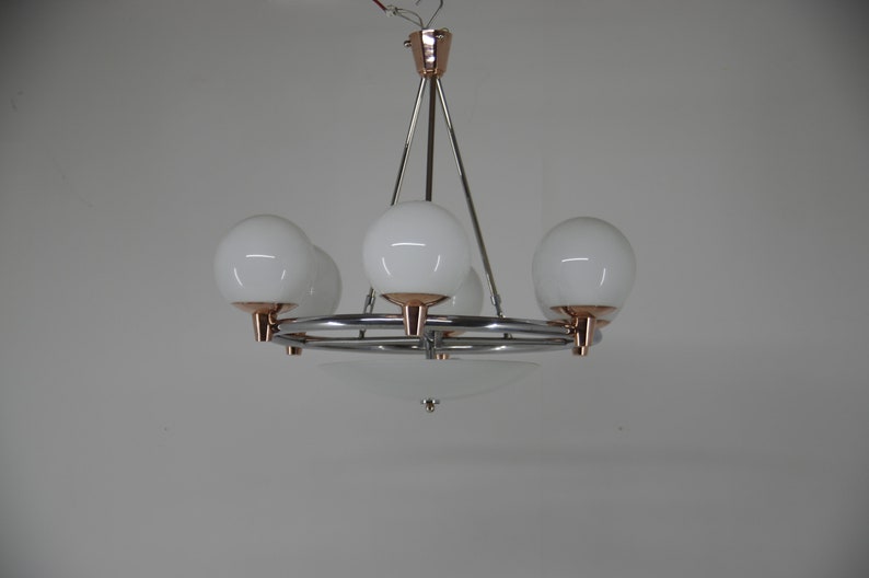Representative Large Art Deco Chandelier, 1930's / Chrome & Copper ...