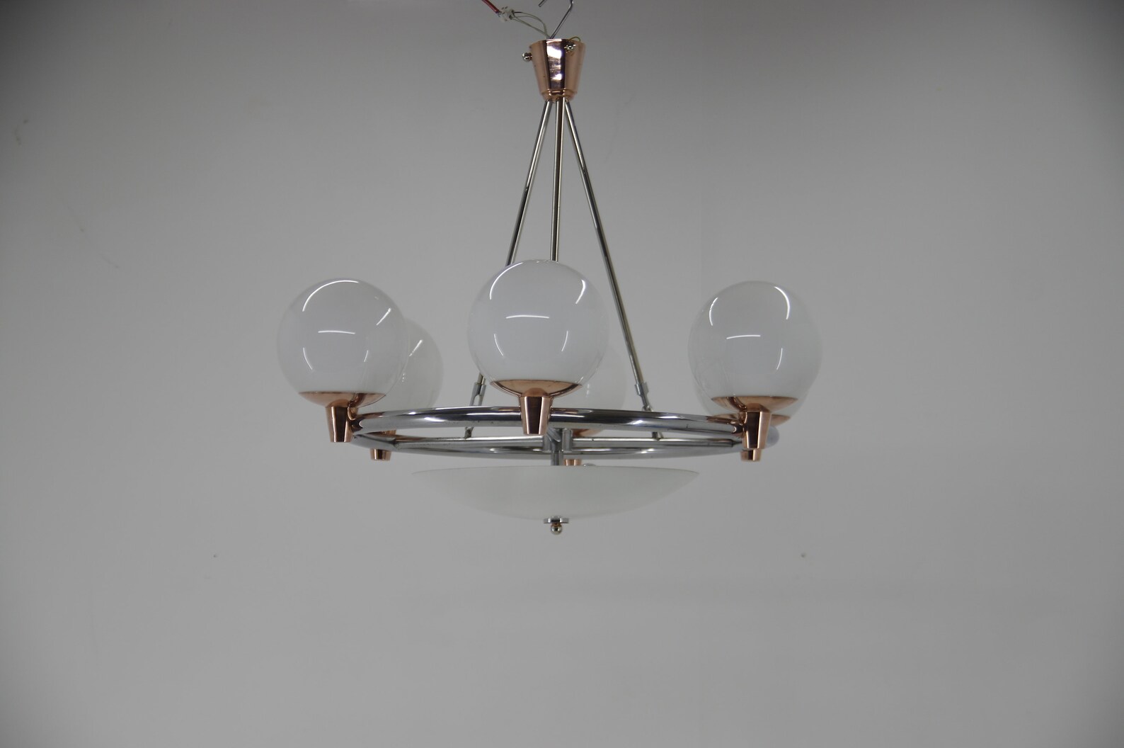 Representative Large Art Deco Chandelier, 1930's / Chrome & Copper ...