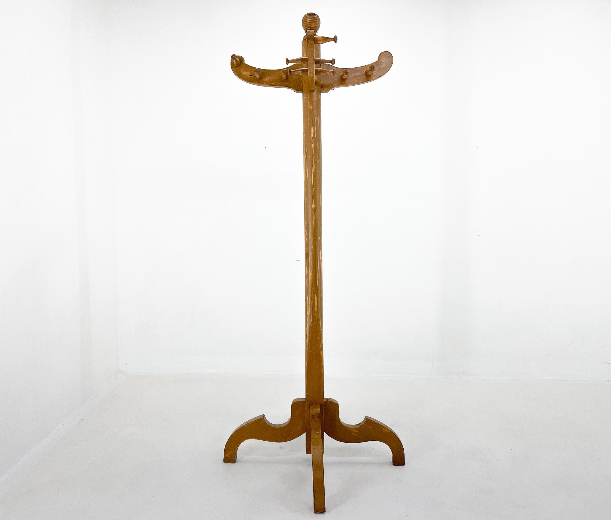 Big Vintage All-wood Coat Stand, Czechoslovakia, 1950's / Standing Coat ...