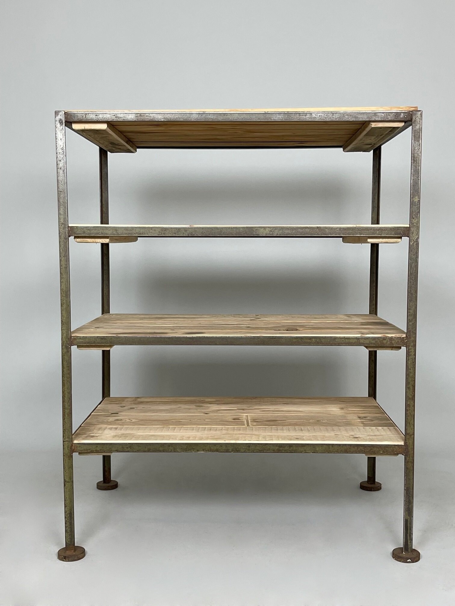 Vintage Industrial Shelving Rack / Iron & Wood Standing Rack Shelf ...