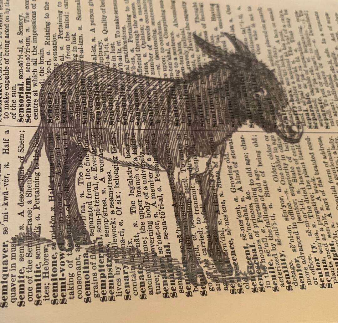 Donkey Dictionary Art // Donkey Art - Etsy