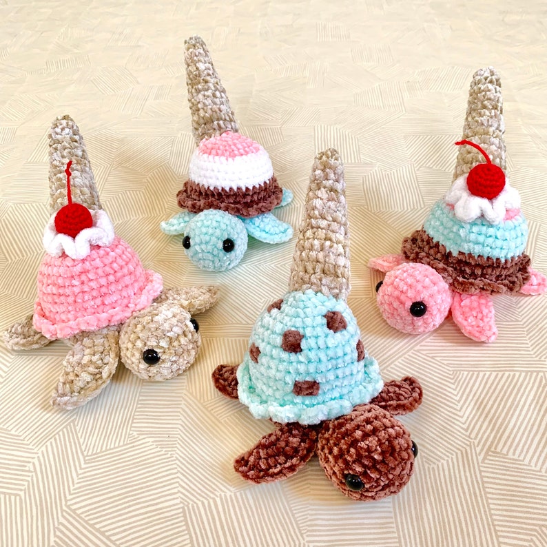 Ice Cream Turtle Handmade Crochet Amigurumi Plushie - Etsy