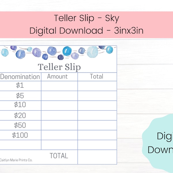 Cash Box Breakdown Slip Printable - Etsy