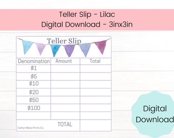 6 Pink Teller Slips PDF Printable Instant Download Digital - Etsy