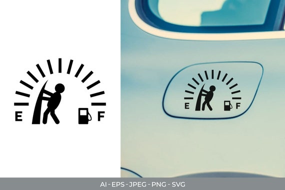 Man Pulling Gas Gauge Car Decal | Etsy