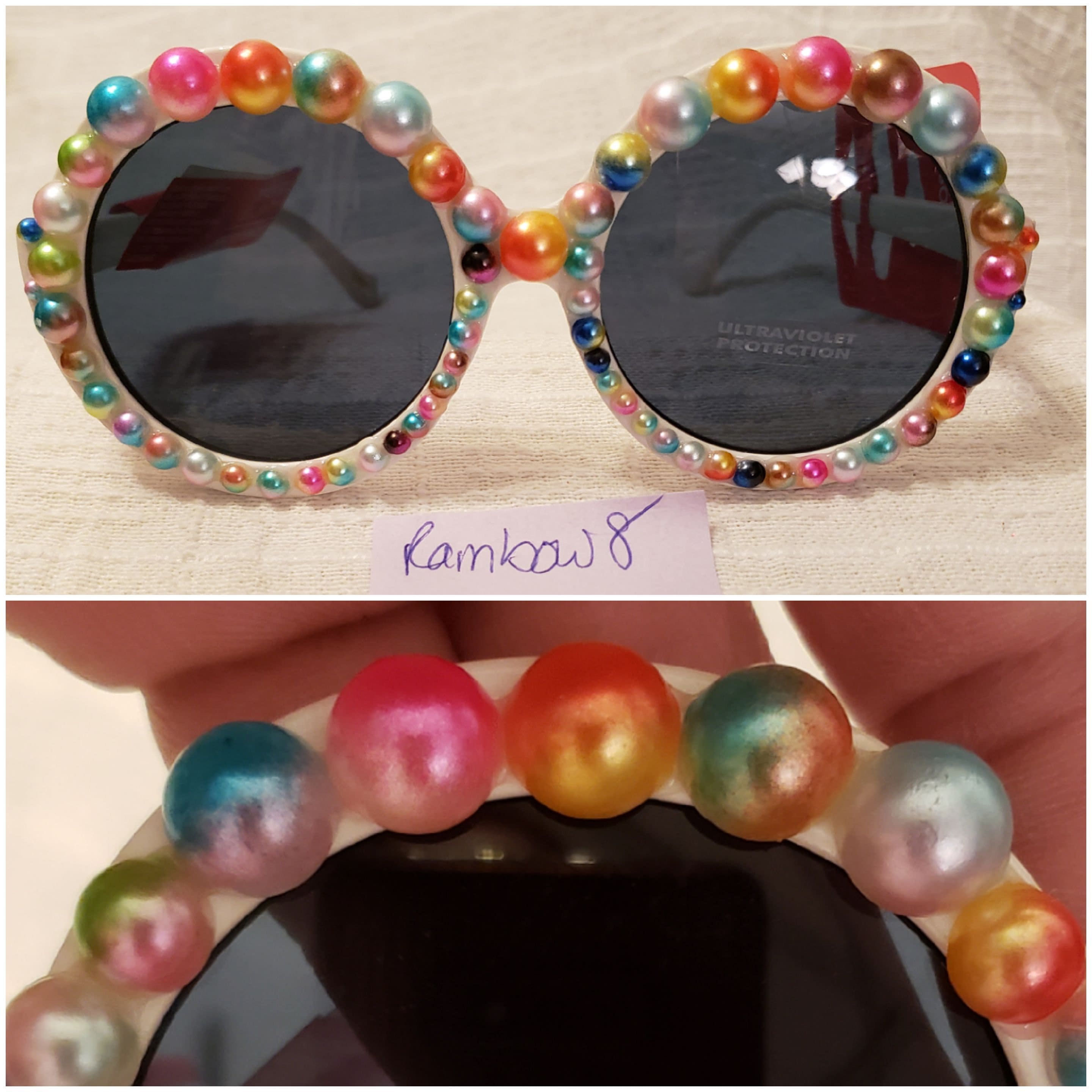 RAINBOW Rhinestone Sunglasses - Etsy
