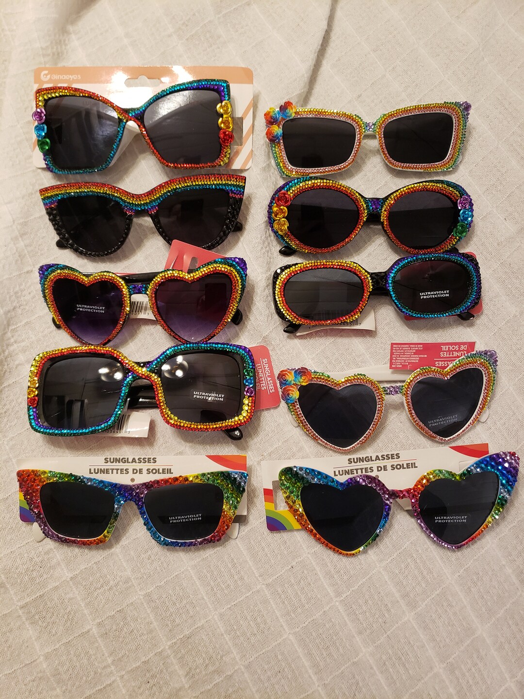 RAINBOW Rhinestone Sunglasses--adult - Etsy