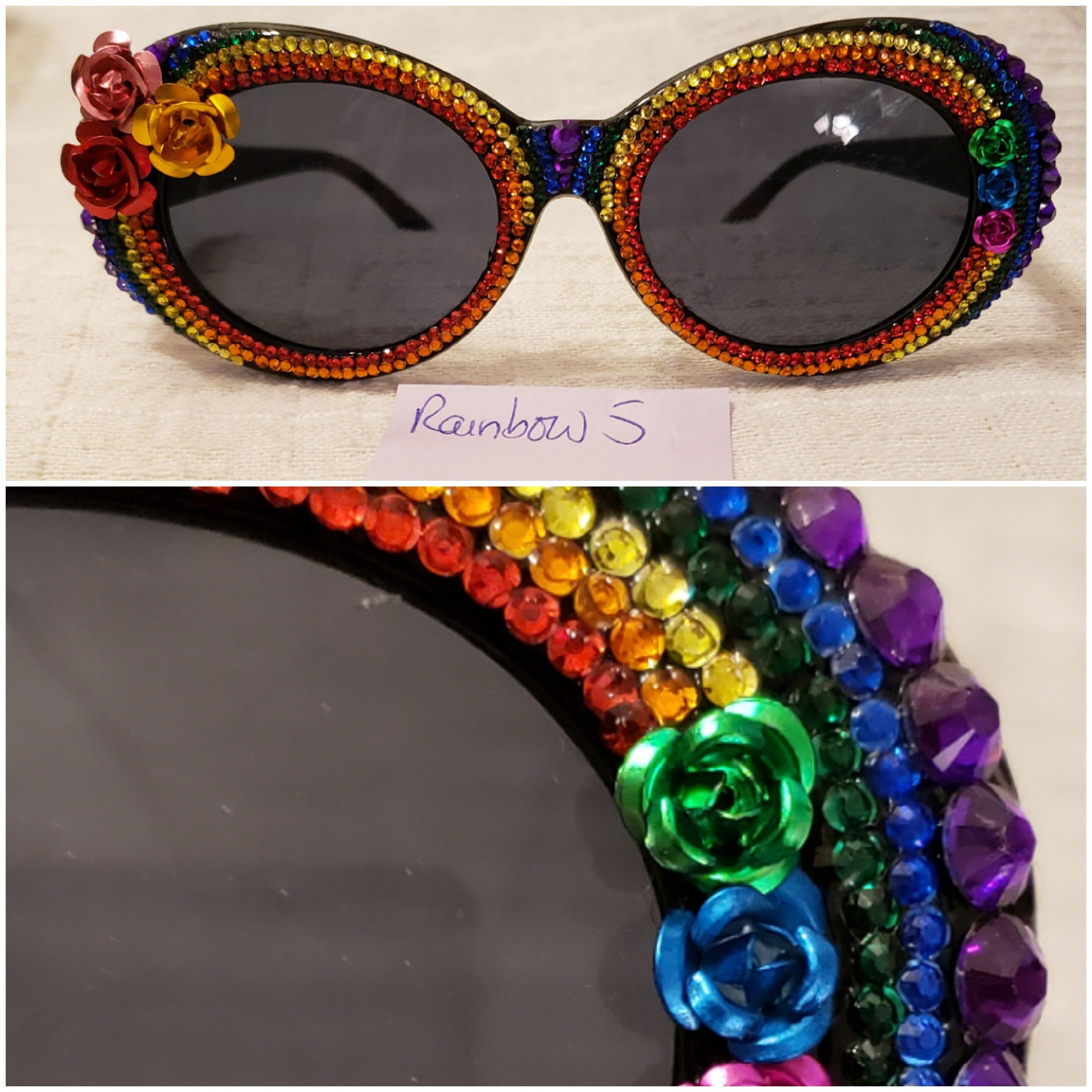 RAINBOW Rhinestone Sunglasses - Etsy
